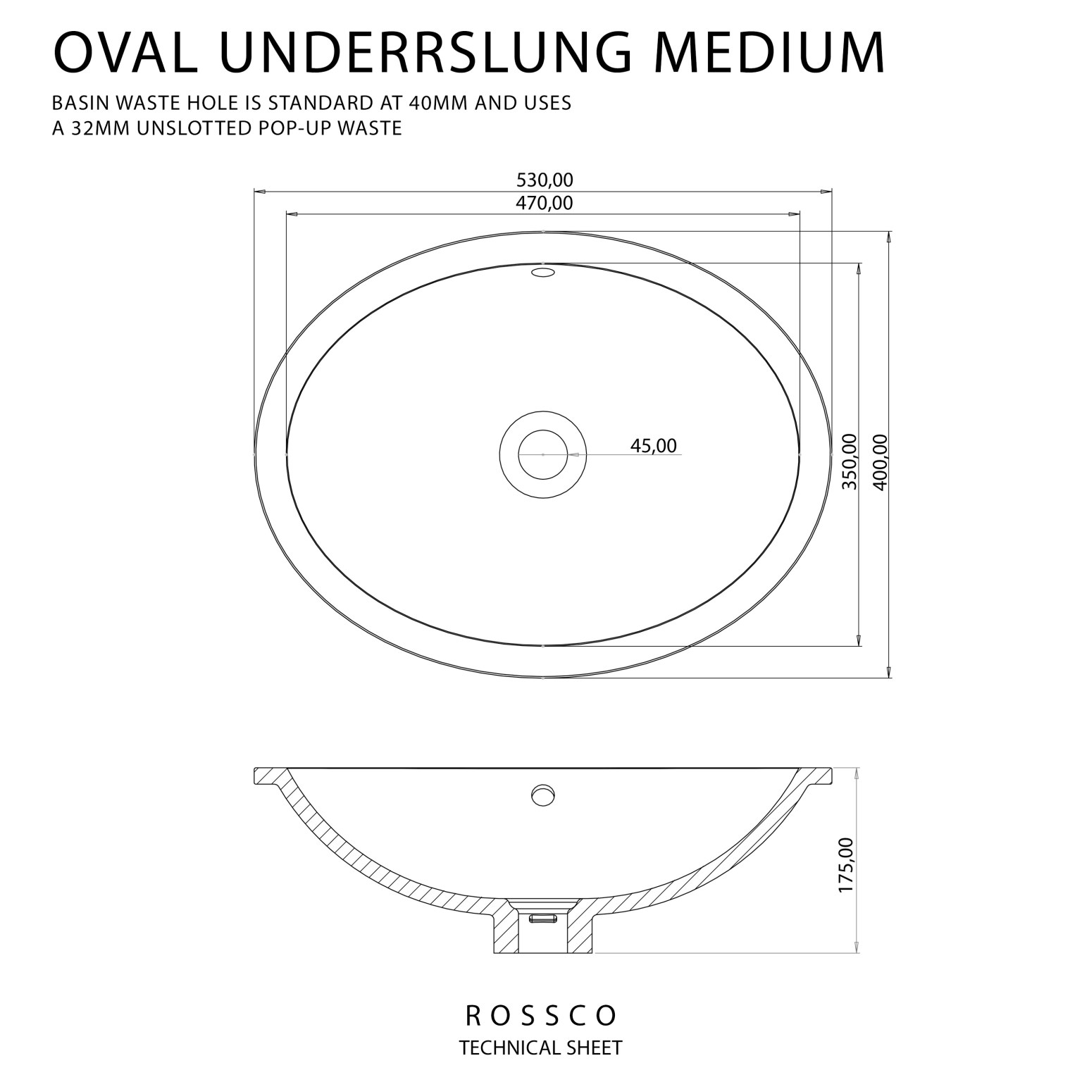 Oval Underslung Medium – ROSSCO