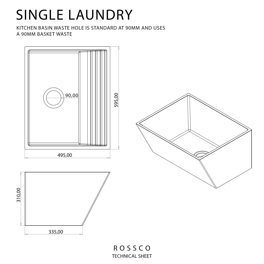 Laundry Single Basin – White – ROSSCO