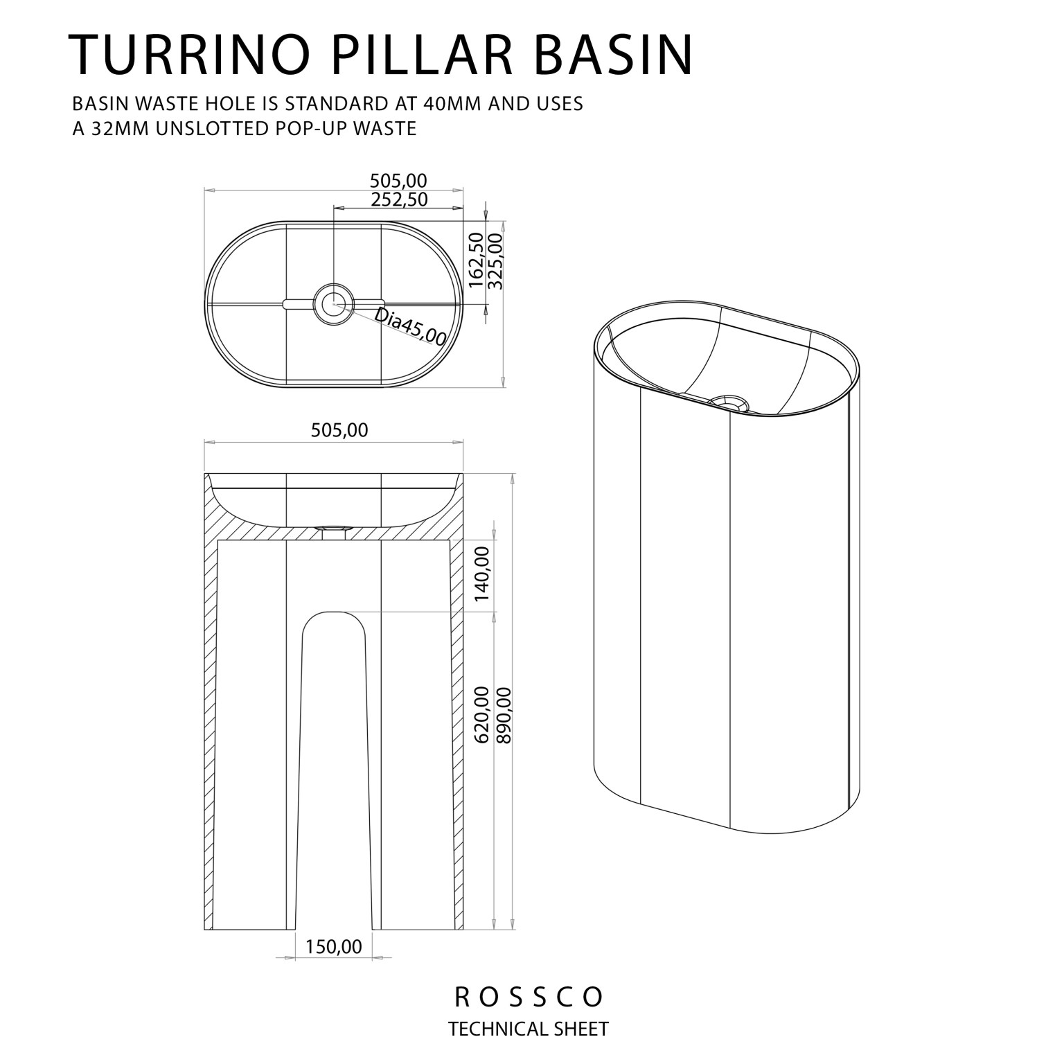Turrino Pillar Basin – Black – ROSSCO